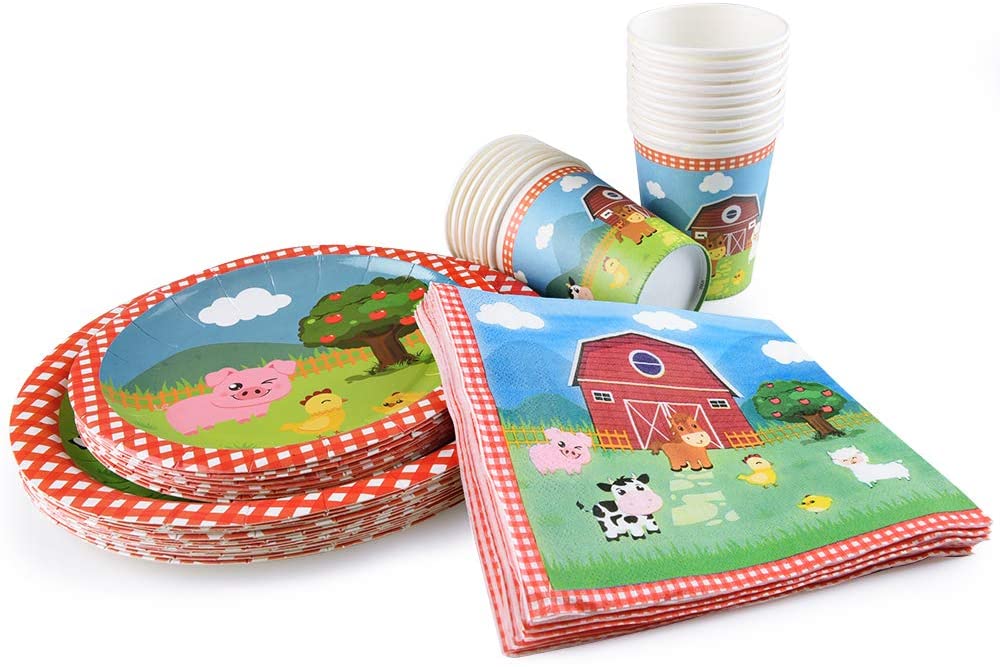 Farm Animals Party Tableware Set (64 PCS)